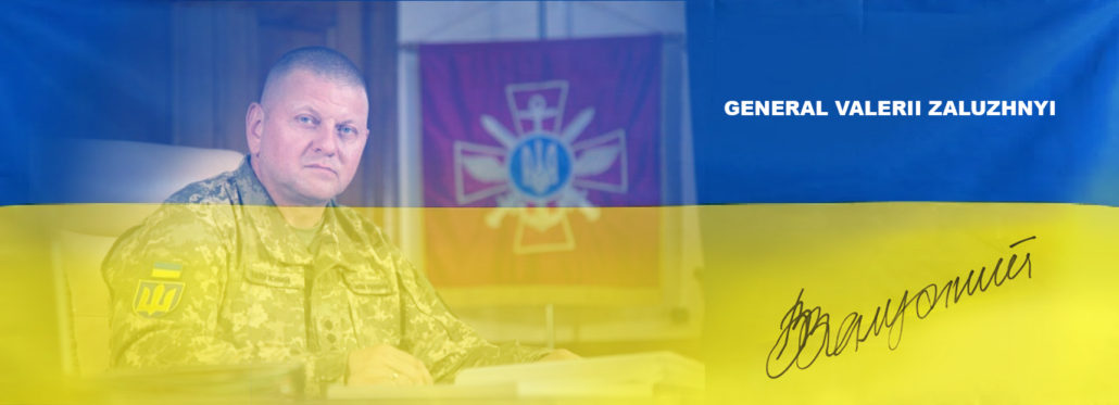 The flag is signed by General Valerii ZALUZHNYI - SMART Medical Aid